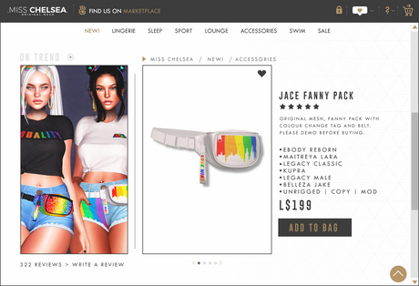 Second Life Marketplace - .miss chelsea. Jace Fanny Pack Drip