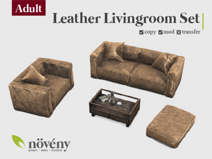 Second Life Marketplace - Noveny - Leather Livingroom Set - Adult