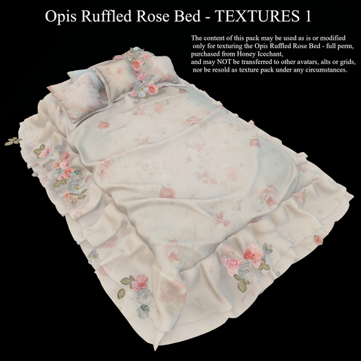 Second Life Marketplace - Opi's Ruffled Rose Bed - Full Perm TEXTURES 1 ...