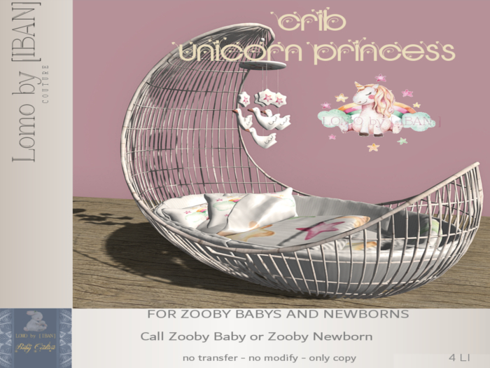 Second Life Marketplace - [ IBAN ] B038 CRIB UNICORN for ZOOBY Animesh ...