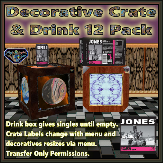 Second Life Marketplace - BEVERAGE Crate & Jones Fufu Berry 12 Pack