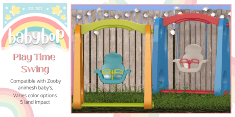 Second Life Marketplace - .:bb:. Playtime Swing Fatpack (zooby animesh ...