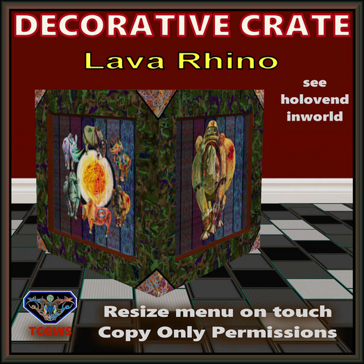 Second Life Marketplace - CRATE Decoration Crash of Rhinos LAVA Rhino