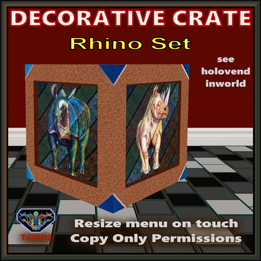 Second Life Marketplace - CRATE Decoration Crash of Rhinos Rhinos