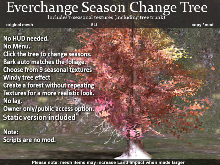 Second Life Marketplace - LOVE - EVERCHANGE TREE - SEASON CHANGE TREE