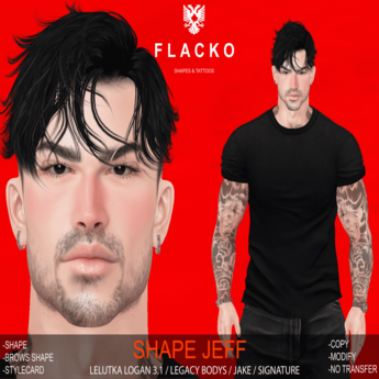 Second Life Marketplace - FLACKO - Shape Jeff Lelutka Logan 3.1 Evox