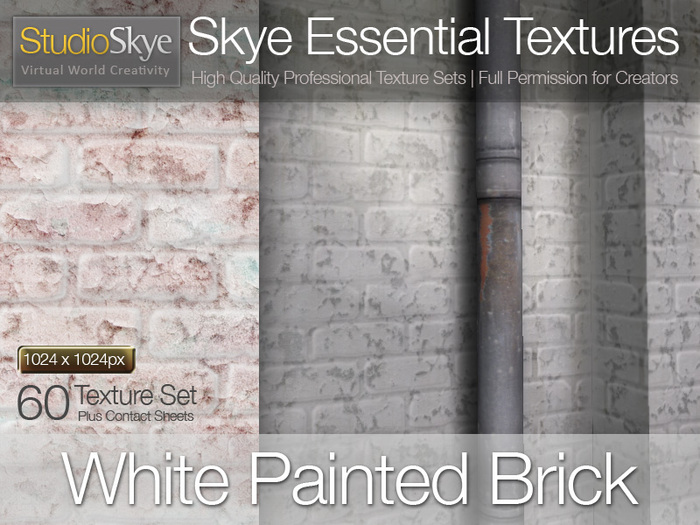 Second Life Marketplace - PROMO White Painted Brick - Skye Essential ...