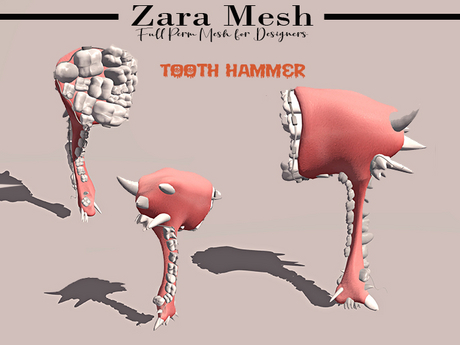 Second Life Marketplace - ZM - Horror - Tooth Hammer - FULL PERM MESH
