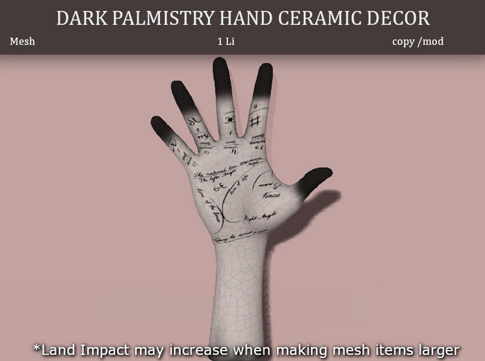 Second Life Marketplace - LOVE - DARK PALMISTRY HAND