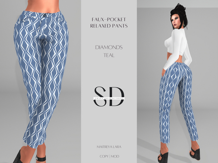 Second Life Marketplace - S/D Mesh Faux-pocket Relaxed Pants in ...