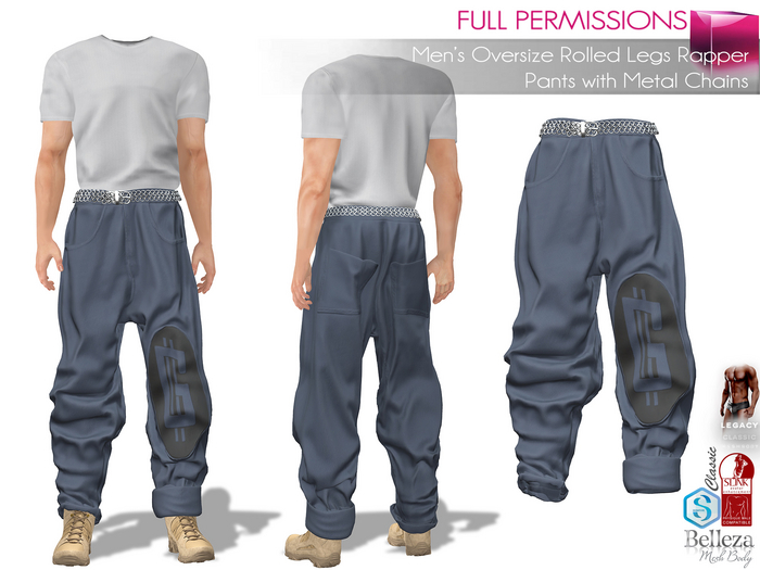 Second Life Marketplace - Full Perm Mens Oversize Rolled Legs Rapper ...
