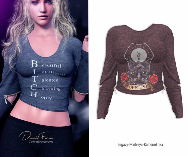 Second Life Marketplace - DarkFire Thea Cut out Zipper Top-#G10