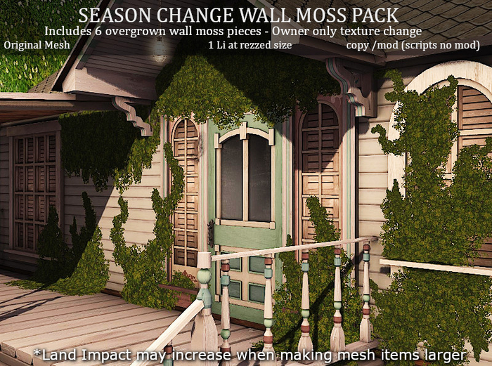Second Life Marketplace - LOVE - SEASON CHANGE WALL MOSS PACK
