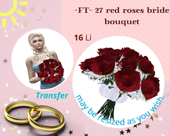 Second Life Marketplace - ~FT~ 27 red roses bride boquet_box