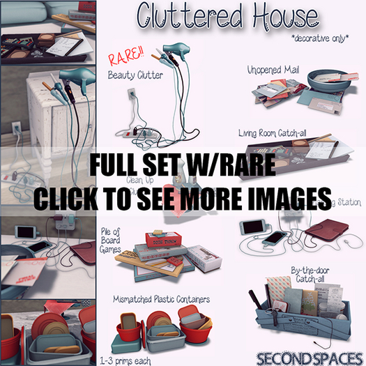 Second Life Marketplace - Second Spaces - Cluttered House FULL SET W/RARE