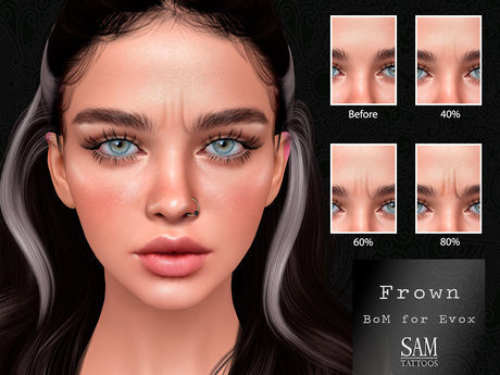 Second Life Marketplace - [SAM TATTOOS] FROWN FOR EVOX - UNISEX