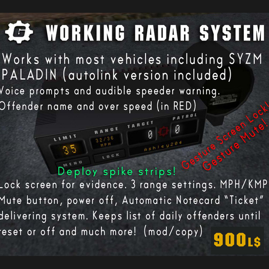 Second Life Marketplace - TX Working Radar System v2.0 / ALL / PALADIN / MARSHALL - Senator ...
