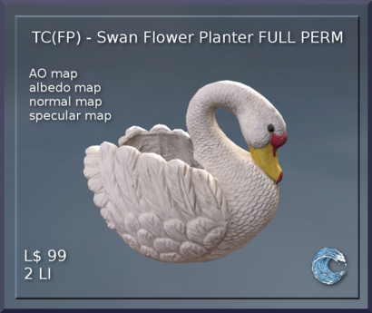 Second Life Marketplace - TC(FP) - Swan Flower Planter FULL PERM
