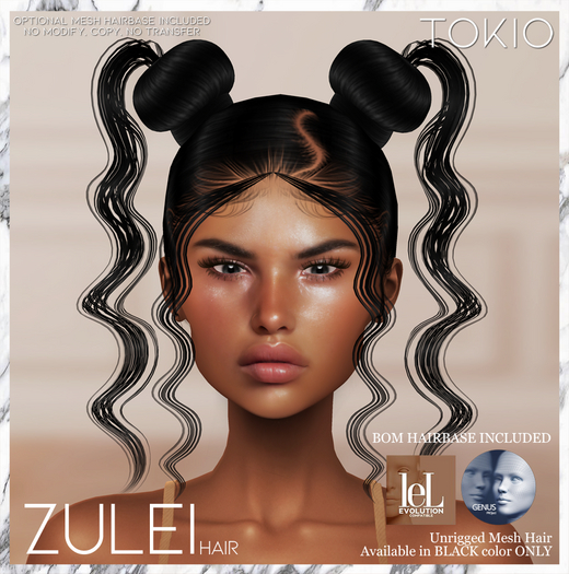 Second Life Marketplace - TOKIO Hair - ZULEI Alpha Hair - Black