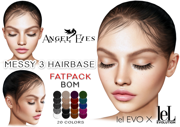 Second Life Marketplace - Angel Eyes - MESSY 3 Hairbase Lelutka EvoX ...