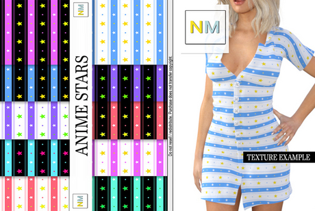 Second Life Marketplace - Anime Stars 10 Seamless Patterns Textures NM