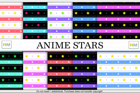 Second Life Marketplace - Anime Stars 10 Seamless Patterns Textures NM