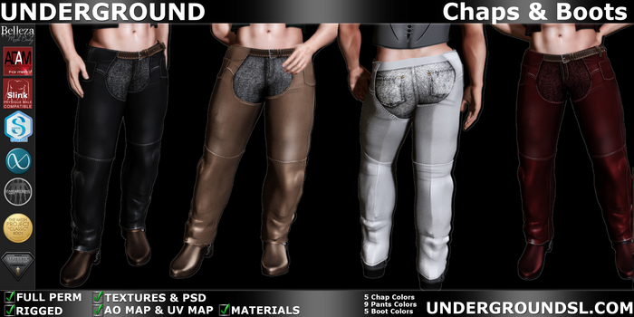 Second Life Marketplace - {UG} - Chaps & Boots Male