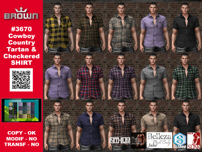 Second Life Marketplace - 3670 Cowboy Country Tartan & Checkered Shirt