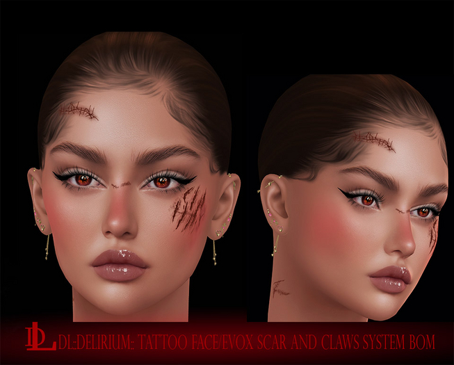 Second Life Marketplace - DL::DELIRIUM:: Tattoo FACE / EVOX SCAR AND ...