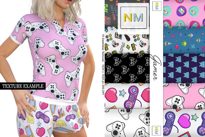Second Life Marketplace - Gamer Theme Kit 10 Seamless Textures NM