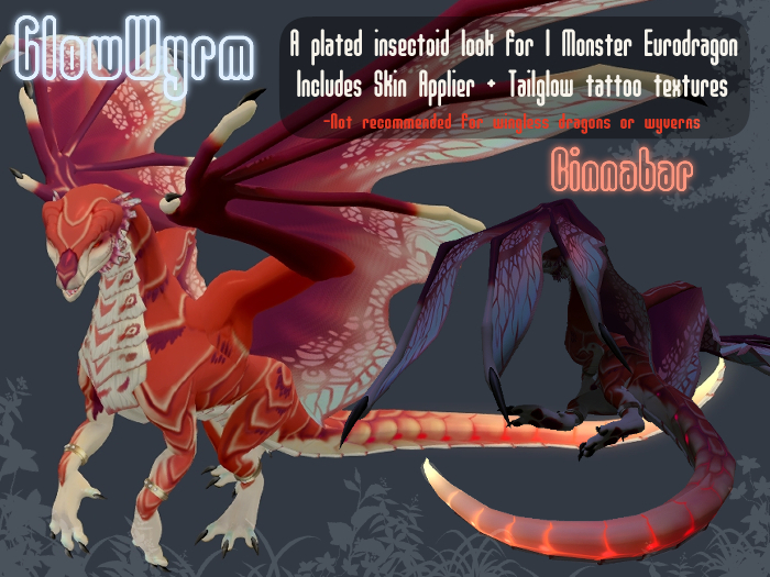 Second Life Marketplace - ZIGOTON - Glow Wyrm Eurodragon Skin (Cinnabar)