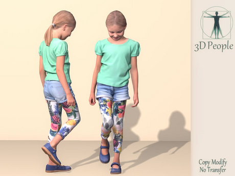 Second Life Marketplace - 3D People - Family - Kid Girl Walking (2 LI)