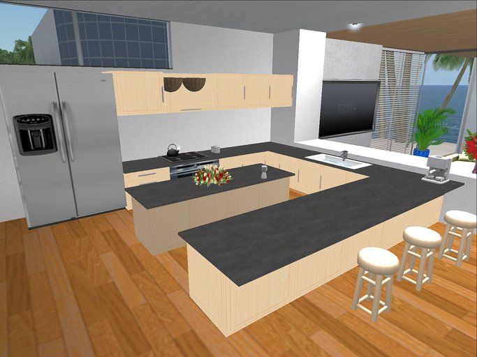 Second Life Marketplace - Second Interiors Kitchen Set Beech Wood