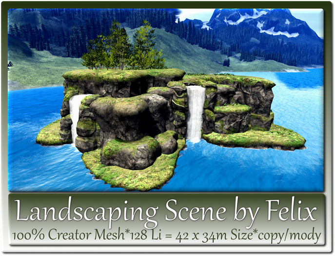 Second Life Marketplace - Landscaping Scene by Felix 128 Li=42x34m Size c+m