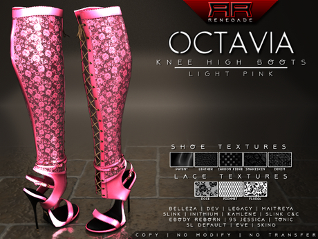 Second Life Marketplace - [Renegade] Octavia Lace Knee High Shoes ...