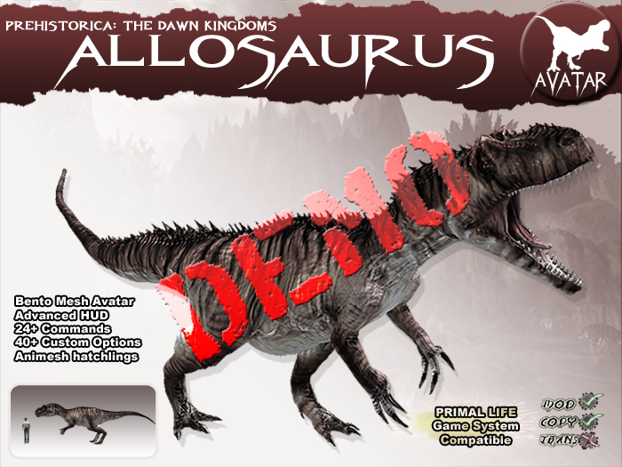 Second Life Marketplace - {DEMO} ALLOSAURUS MESH DINOSAUR AVATAR ...