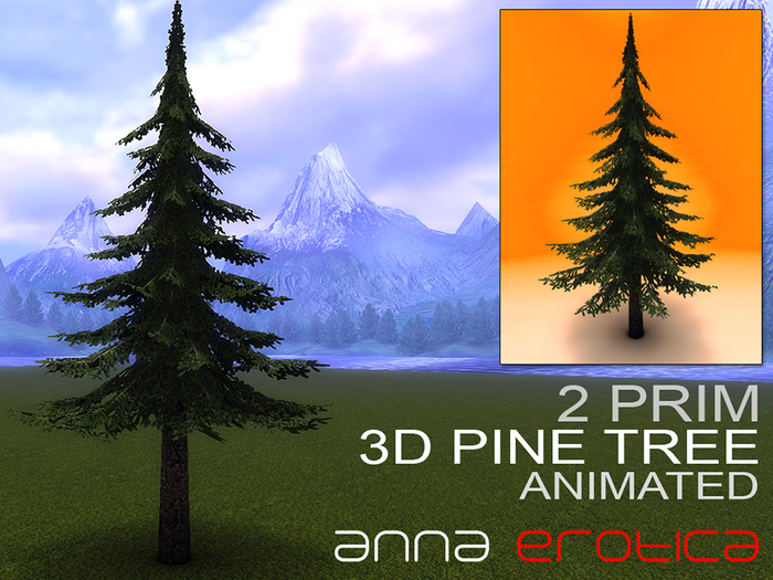 Second Life Marketplace - Anna Erotica - TWO Prim Animated 3D Pine Tree