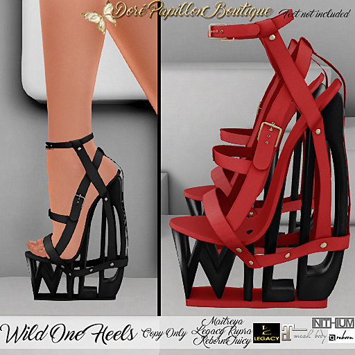 Second Life Marketplace - DPB Wild One Heels - Red N Black *Maitreya ...