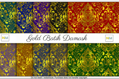 Second Life Marketplace - Gold Batik Damask 10 Seamless Textures NM