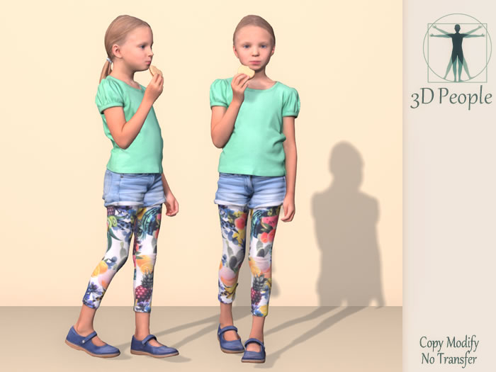 Second Life Marketplace - 3D People - Family - Kid Girl Eating (2 LI)