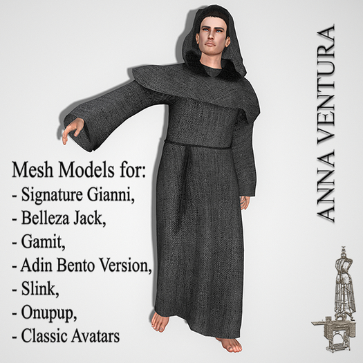 Second Life Marketplace - A.V _Hooded Monk Outfit Agapit _ 03 ...