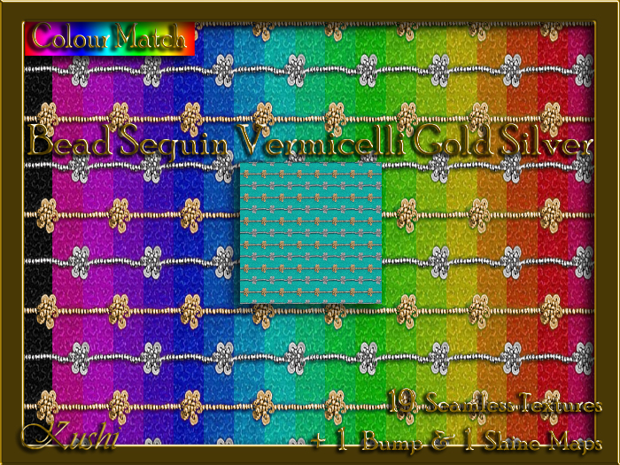 Second Life Marketplace - Bead Sequin Vermicelli Gold Silver Seamless ...