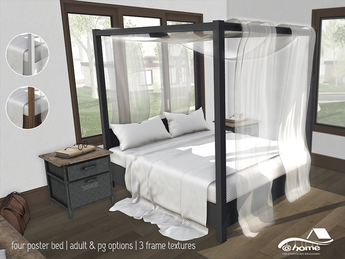 Second Life Marketplace - @home: four poster bed PG