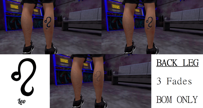 Second Life Marketplace - Leo Zodiac Sign Tattoo - Back R Leg