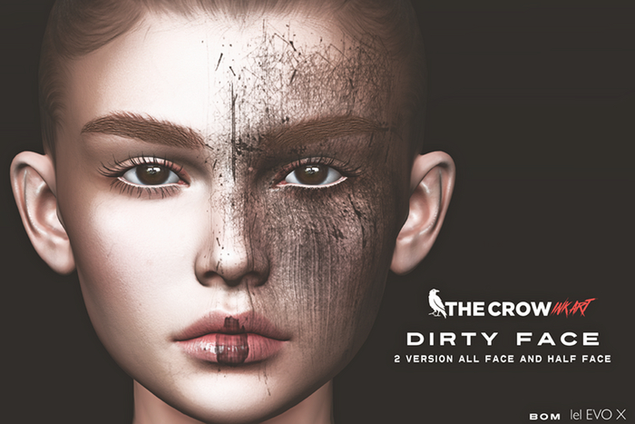 Second Life Marketplace - The Crow Ink Art -Dirty FACE TATTOO Bom lel ...