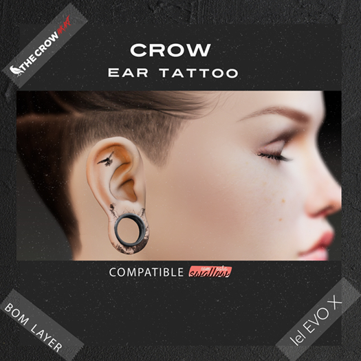 Second Life Marketplace - TheCrowInkArt-Crow Ear Tattoo(Gauged Ears ...