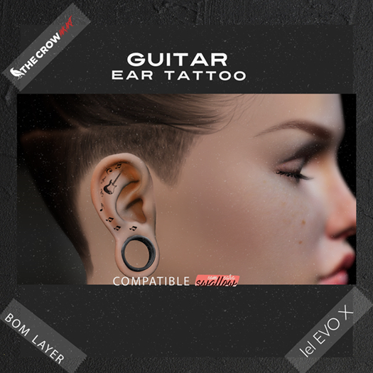 Second Life Marketplace - TheCrowInkArt- Guitar Ear Tattoo ( Gauged ...