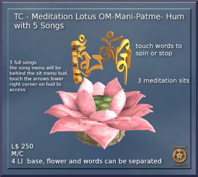 Second Life Marketplace - TC - Meditation Lotus OM-Mani-Patme- Hum with ...