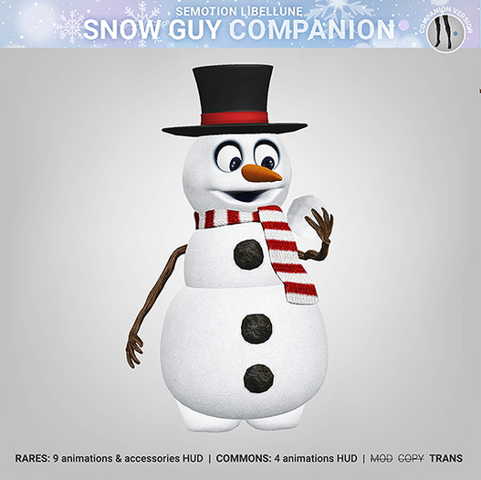 Second Life Marketplace - 1. SEmotion Libellune Snow Guy Animesh RARE