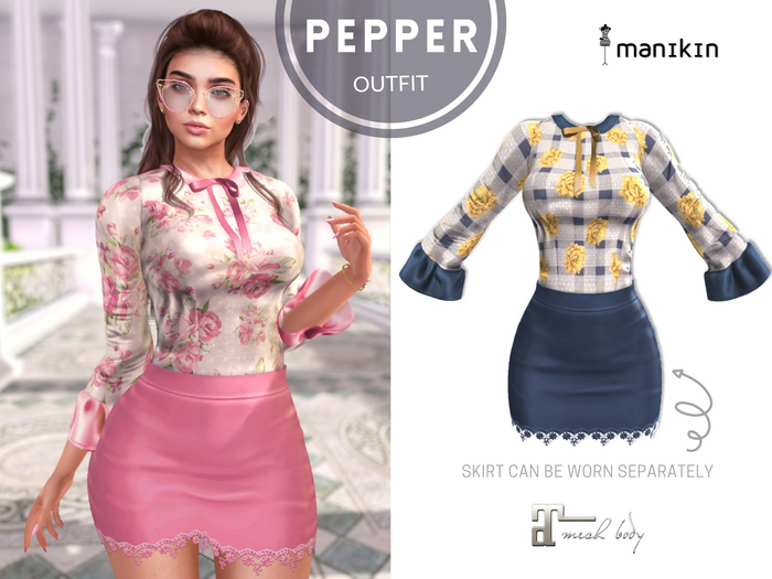 Second Life Marketplace - Manikin - Pepper Outfit - Floral - Sky